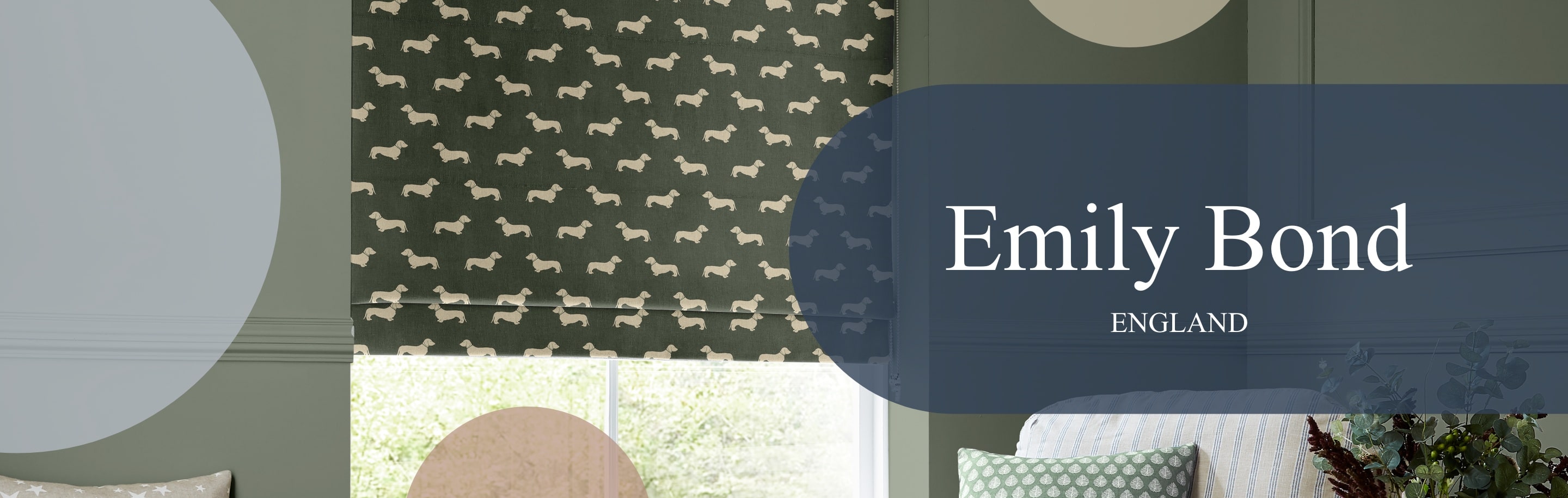 Emily Bond Margot Steel Blue Roller Blind | Blinds Direct