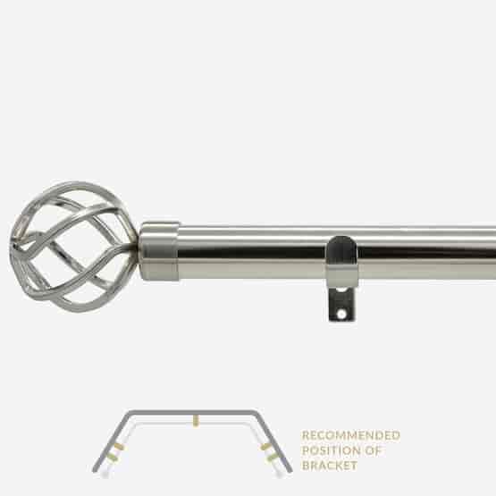 28mm Classic Stainless Steel Cage Eyelet Bay Window Curtain Pole ...