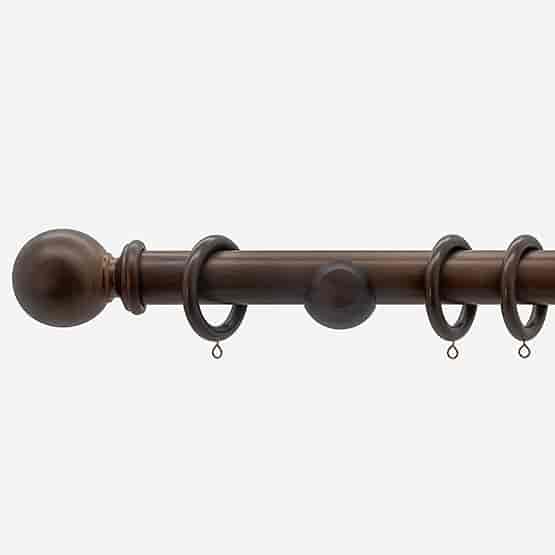 35mm Prime Walnut Ball Curtain Pole Curtain Pole | Poles Direct