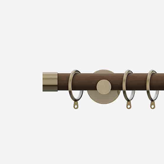 28mm Signature Antique Brass and Walnut End Cap Curtain Pole Curtain ...