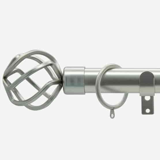 28mm Classic Brushed Steel Cage Bay Window Curtain Pole Curtain Pole ...