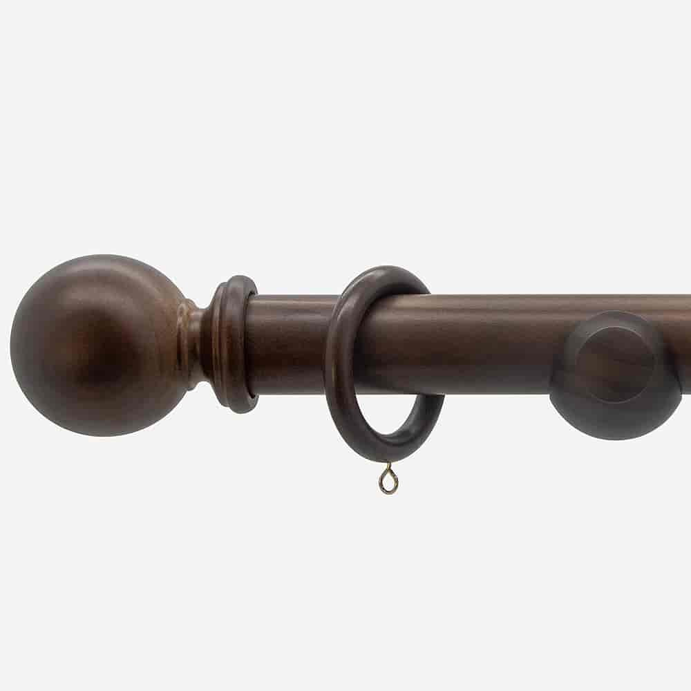 35mm Prime Walnut Ball Curtain Pole Curtai... | Poles Direct
