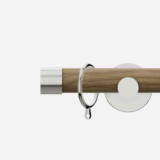 28mm Chateau Signature Stainless Steel and Aged Oak End Cap Curtain ...