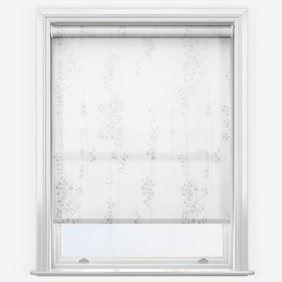 white patterned roller blinds