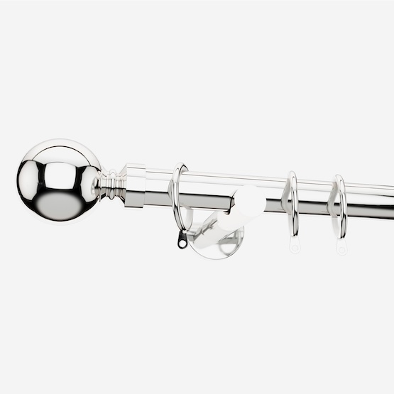 28mm Allure Signature Polished Chrome Ball Curtain Pole | Blinds Direct
