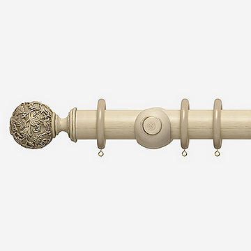 45mm Modern Country Brushed Cream Floral Ball Curtain Pole | Poles Direct