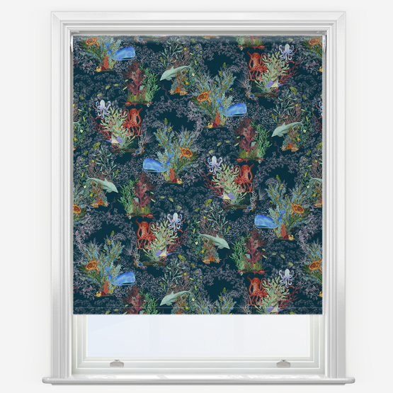 Sonova Studio Sea Symphony Deep Ocean Blue Roller Blind | Blinds Direct ...