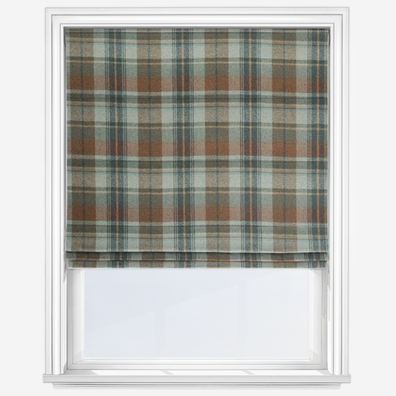 MOON Walsh Aqua Rust Roman Blind | Wilsons Blinds