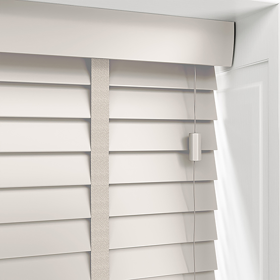 WoodLux Alabaster with Tapes Faux Wood Venetian Blind | Blinds Direct