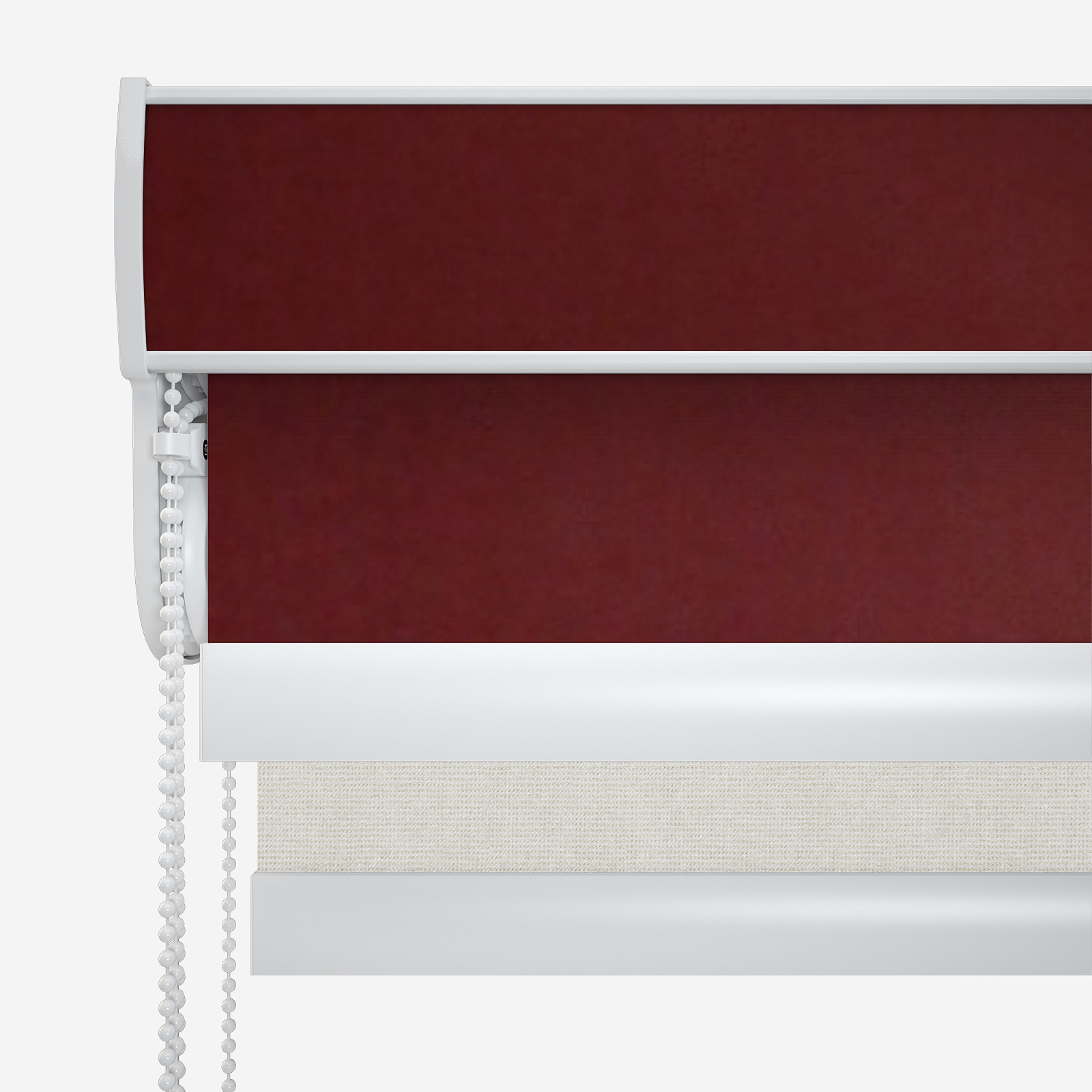 Optima Blackout Merlot Red & Natural Double Roller Blind | Blinds Direct