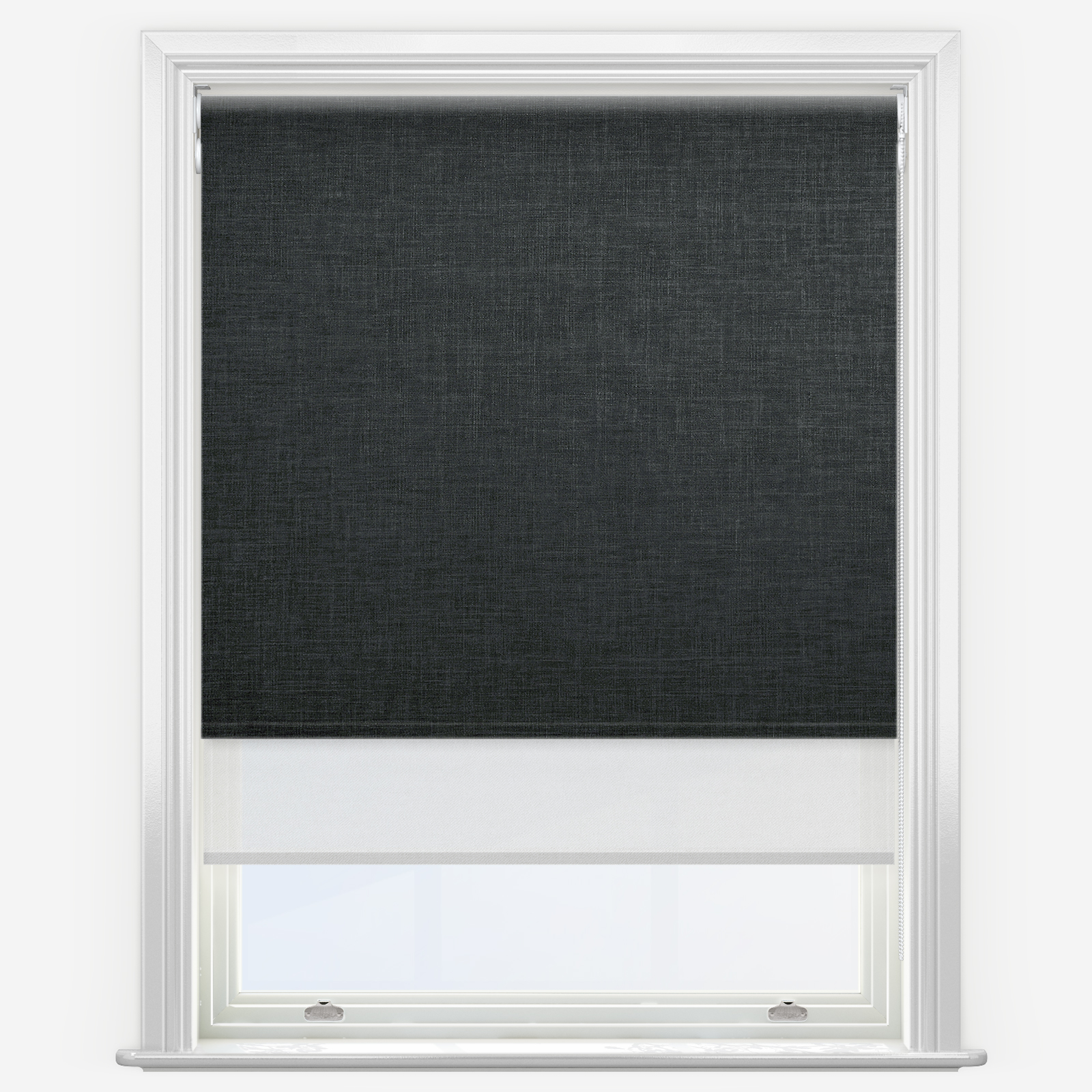 Voga Blackout Slate Grey & White Double Roller Blind | Blinds Direct