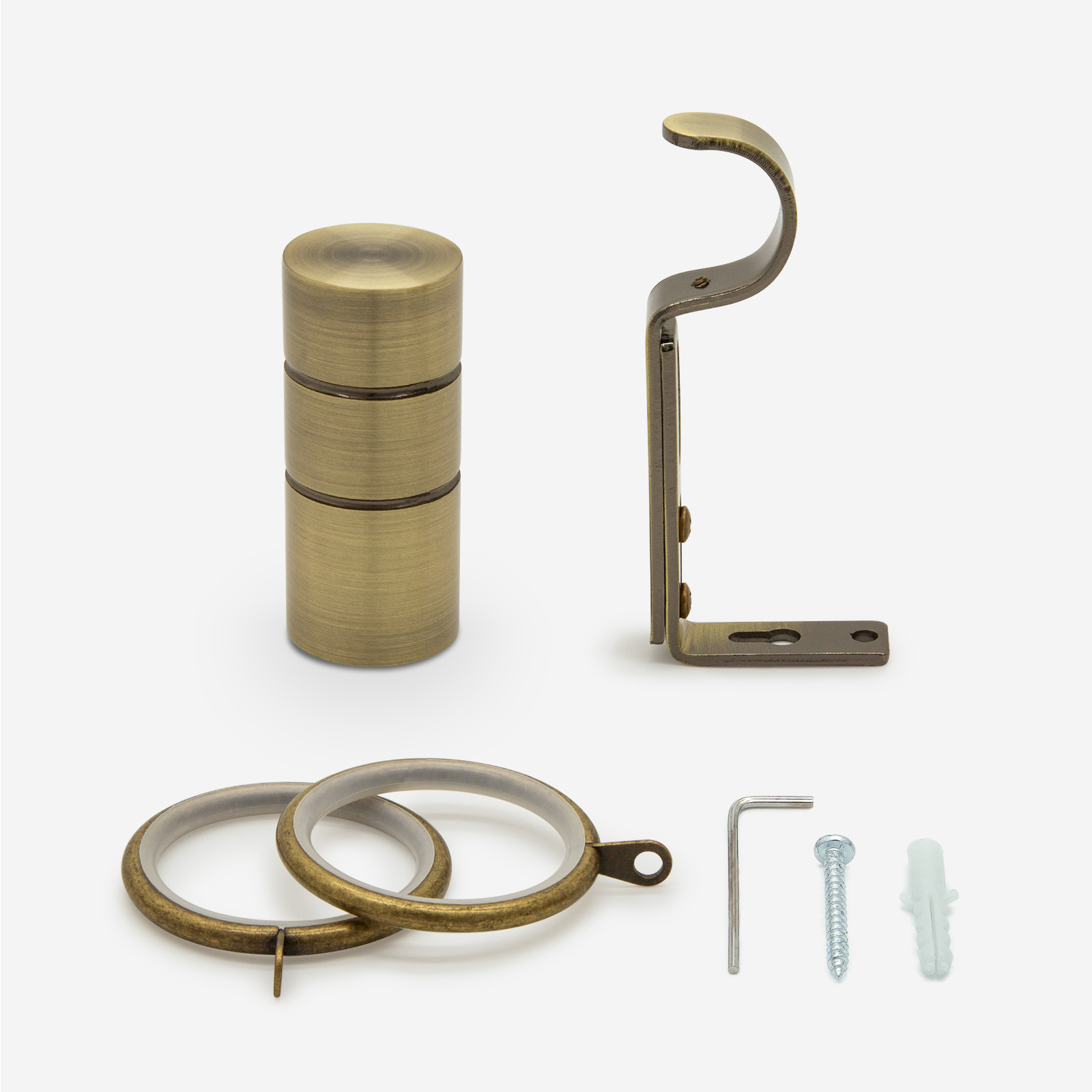 28mm Allure Classic Antique Brass Barrel Bay Window Curtain Pole ...