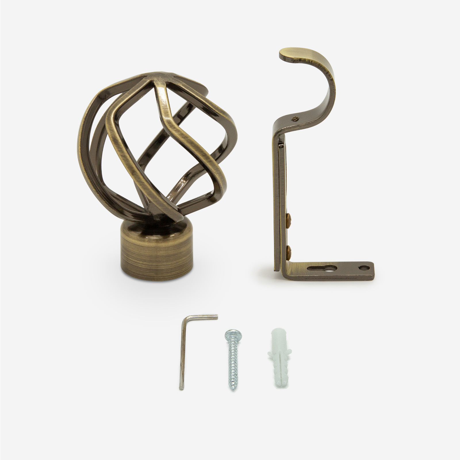 28mm Allure Classic Antique Brass Cage Eyelet Bay Window Curtain Pole ...