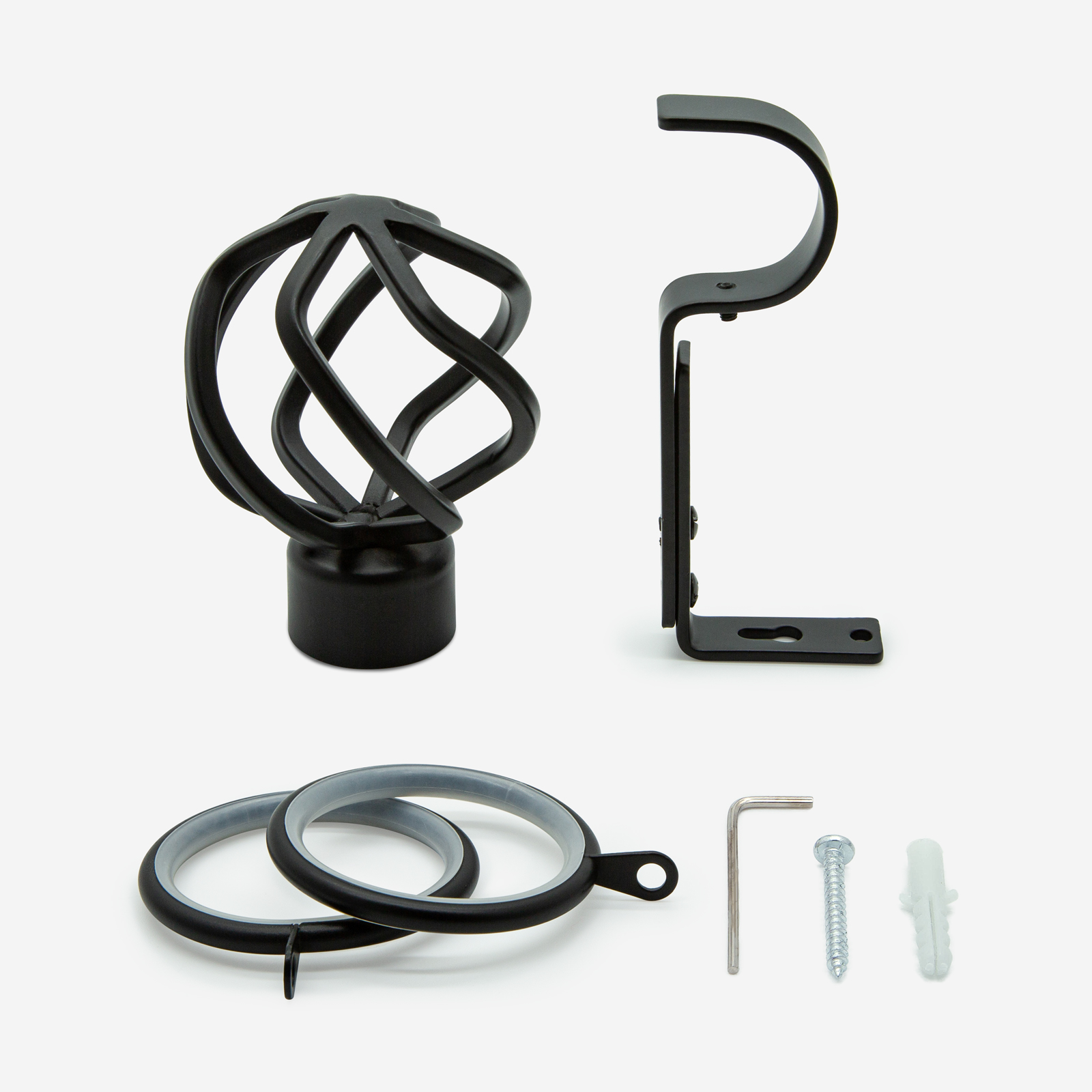 28mm Allure Classic Matt Black Cage Bay Window Curtain Pole | Blinds Direct