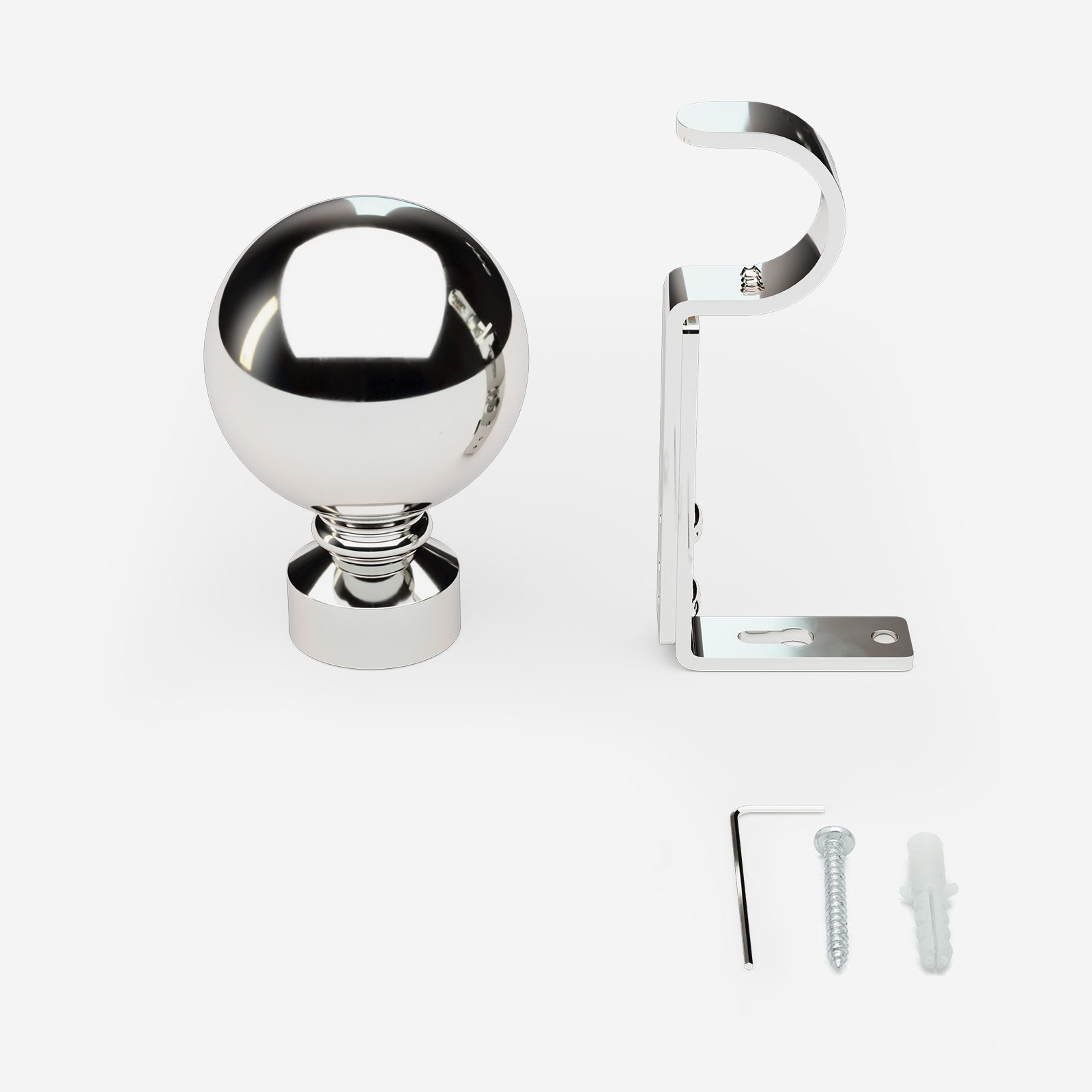 28mm Allure Classic Polished Chrome Ball Eyelet Curtain Pole | Blinds ...