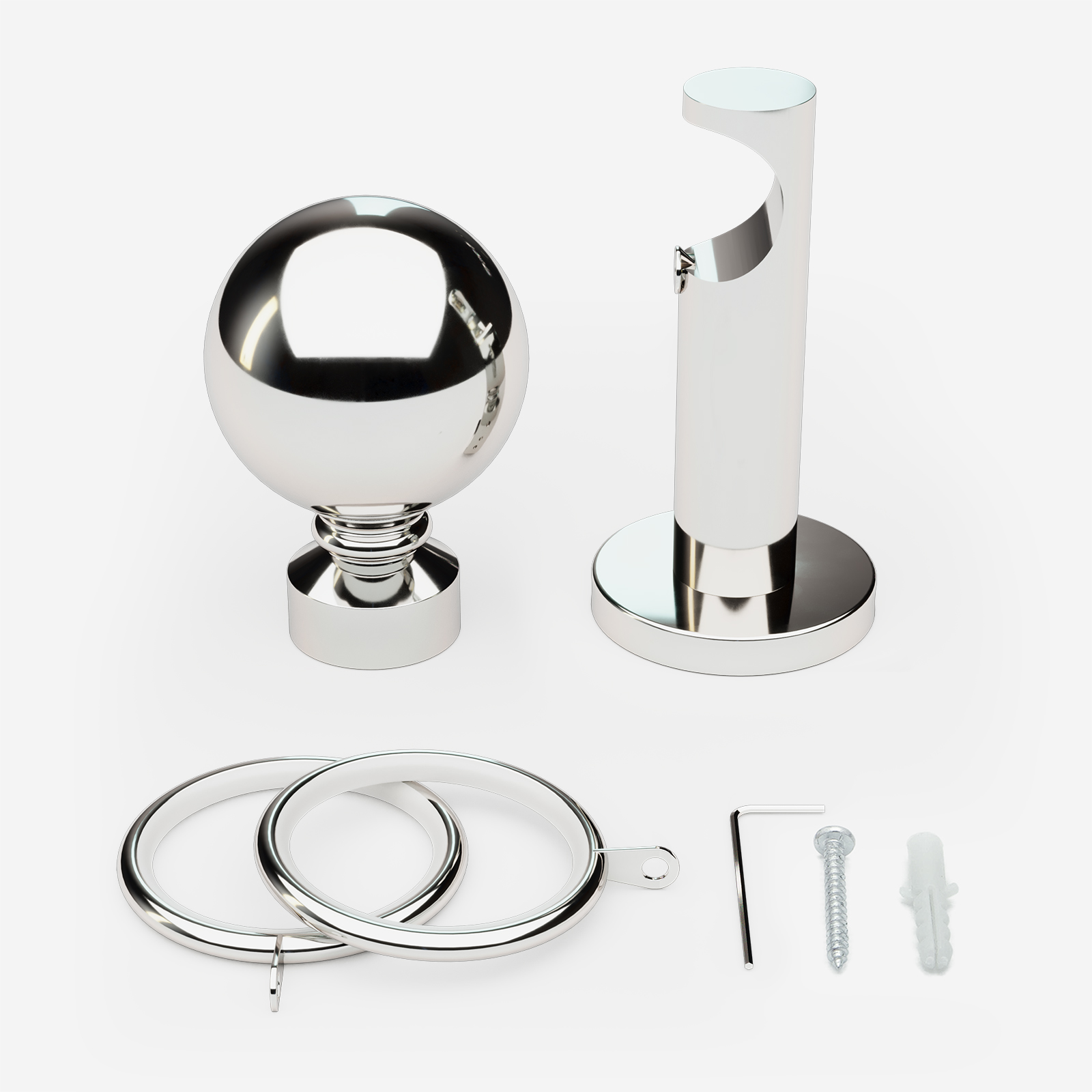 35mm Allure Signature Polished Chrome Ball Finial Curtain Pole | Blinds ...
