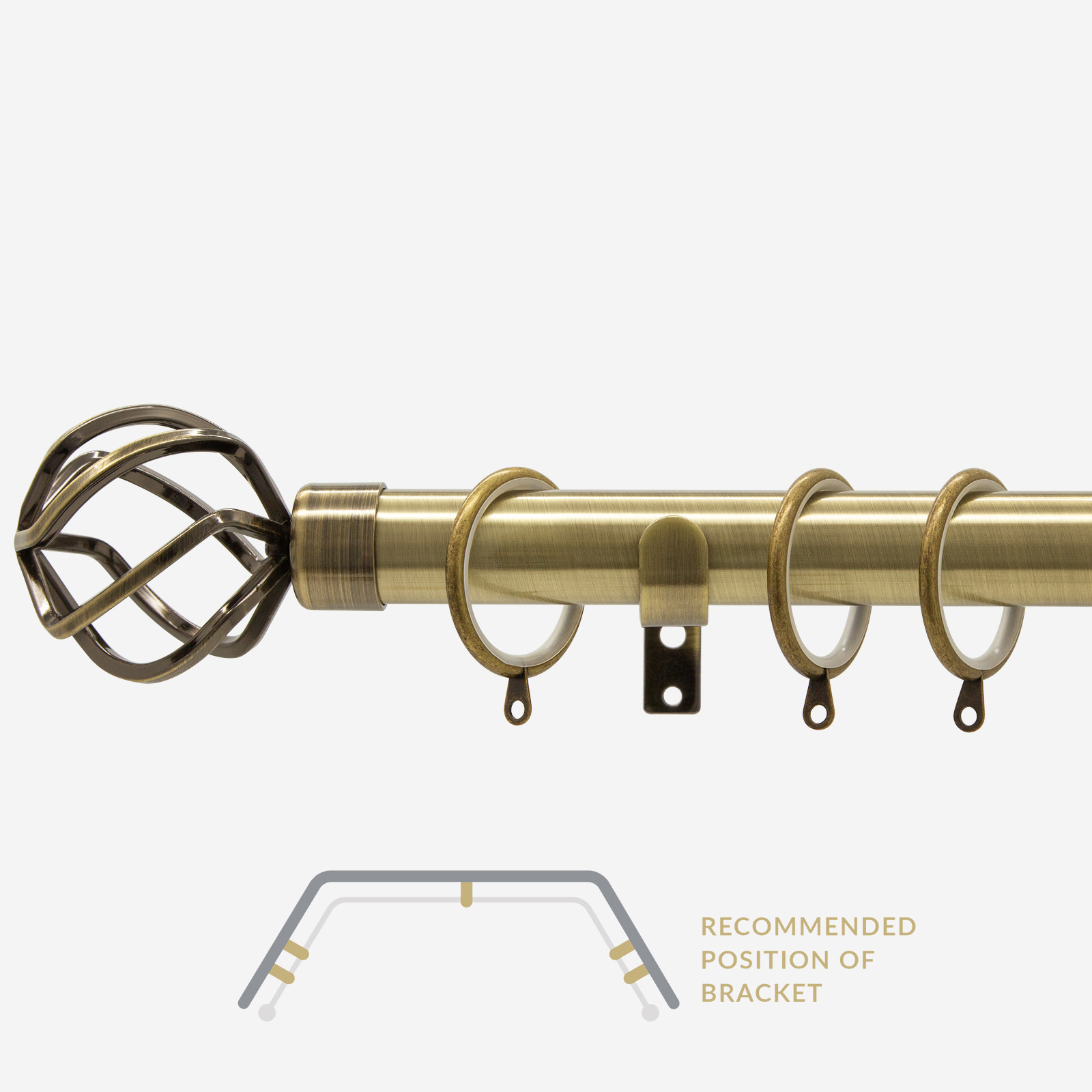 28mm Allure Classic Antique Brass Cage Bay Window Curtain Pole | Blinds ...