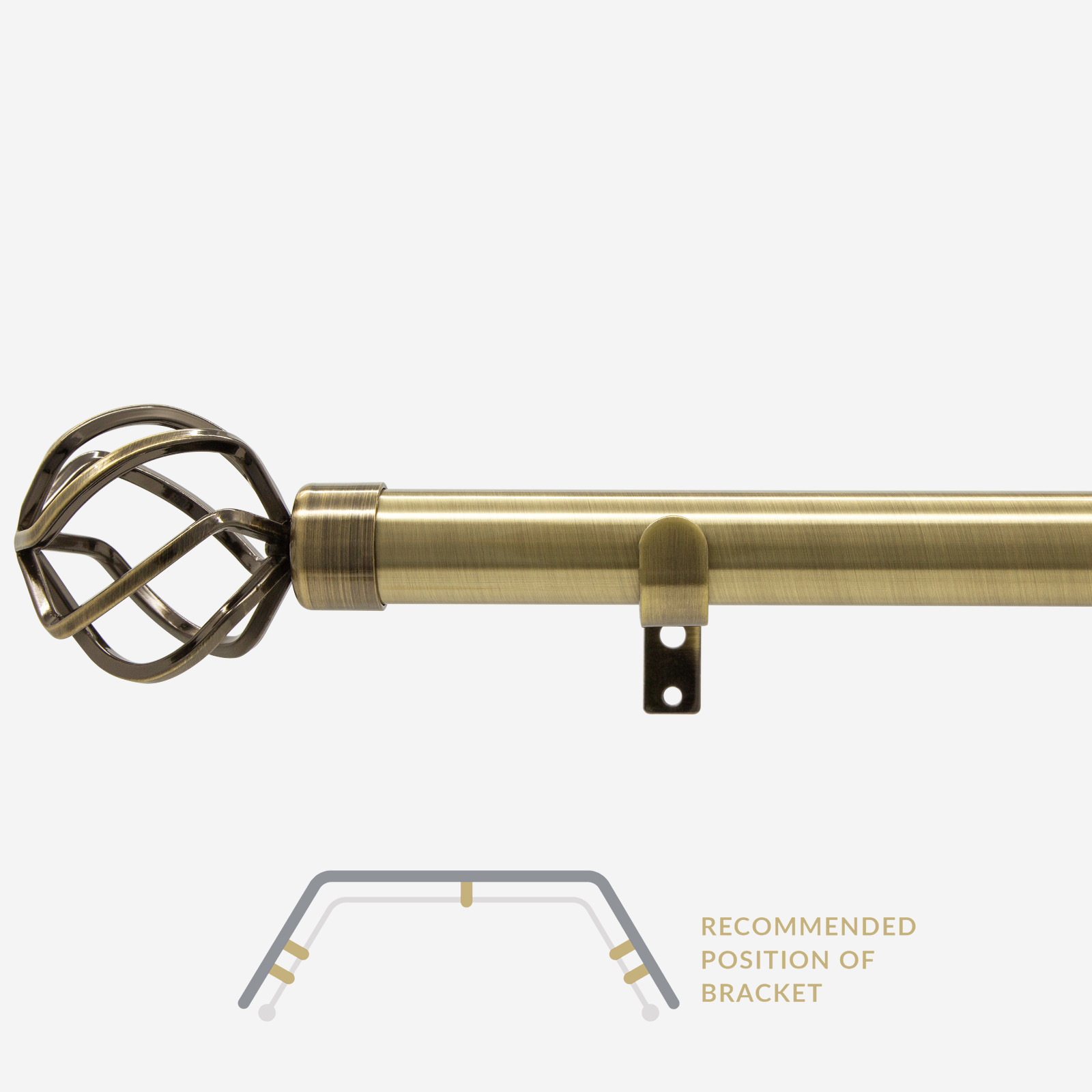 28mm Allure Classic Antique Brass Cage Eyelet Bay Window Curtain Pole ...