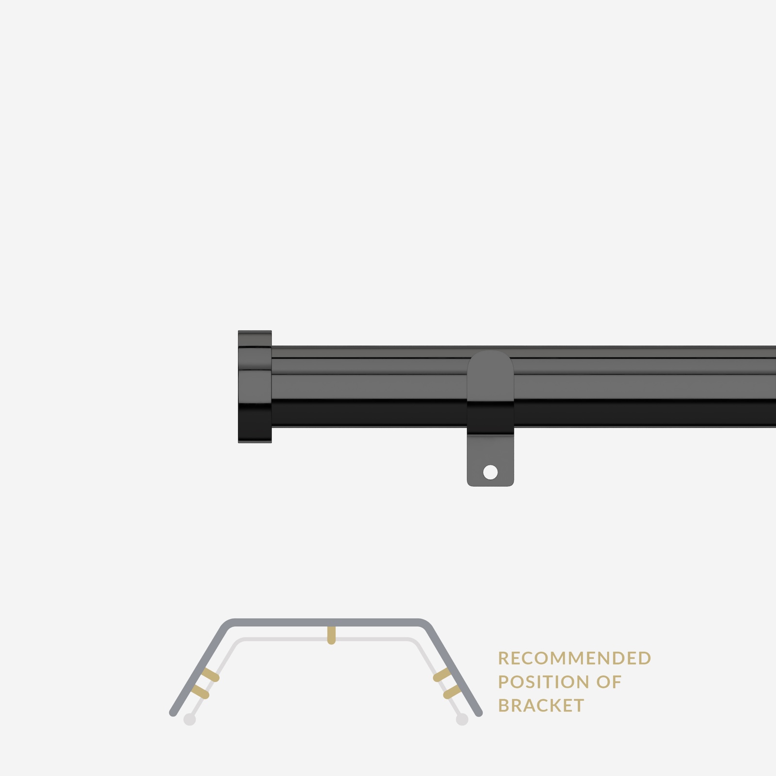 28mm Allure Classic Black Nickel Stud Eyelet Bay Window Curtain Pole ...