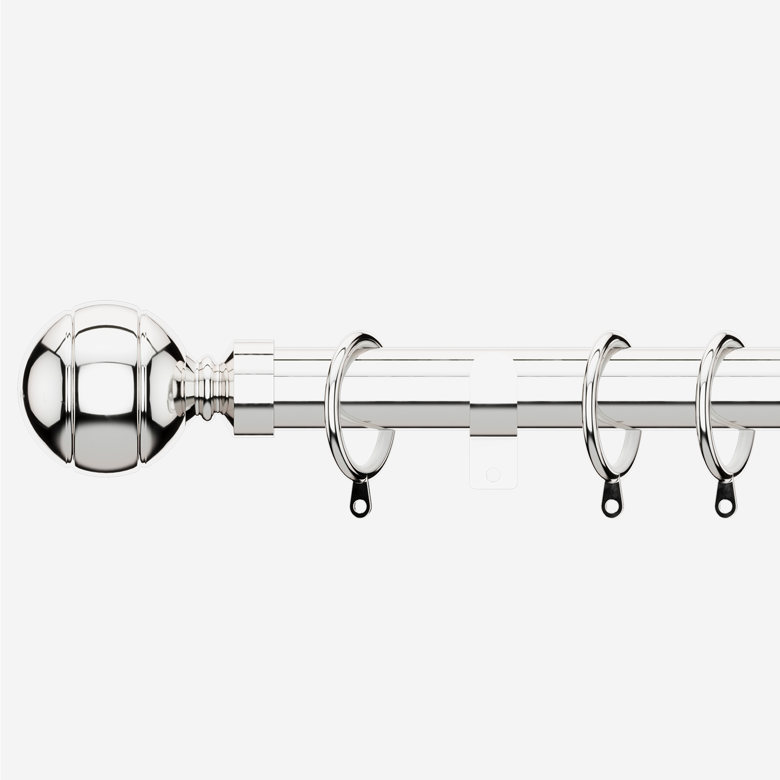 28mm Allure Classic Polished Chrome Ribbed Ball Curtain Pole | Blinds ...