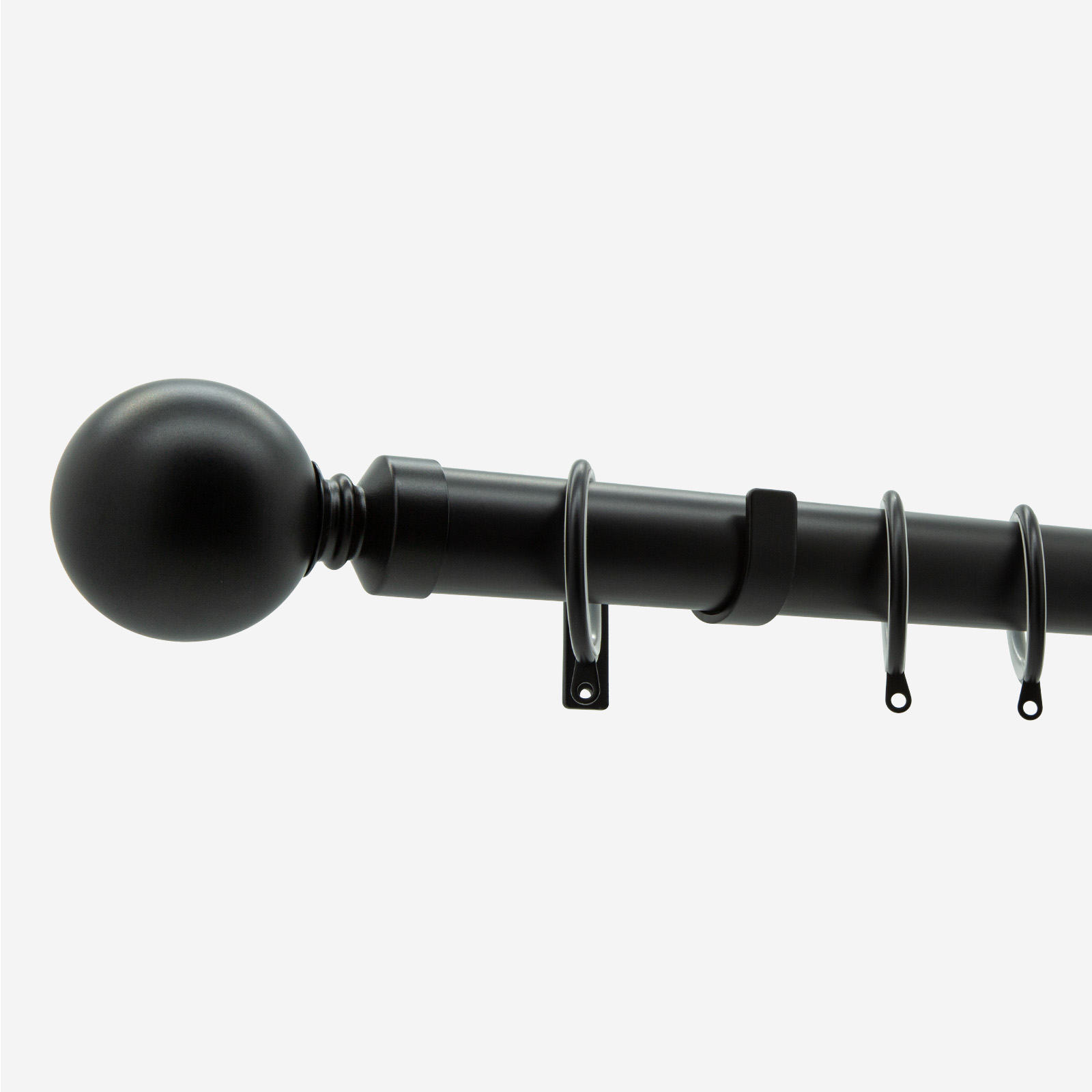 28mm Allure Classic Matt Black Ball Bay Window Curtain Pole | Blinds Direct