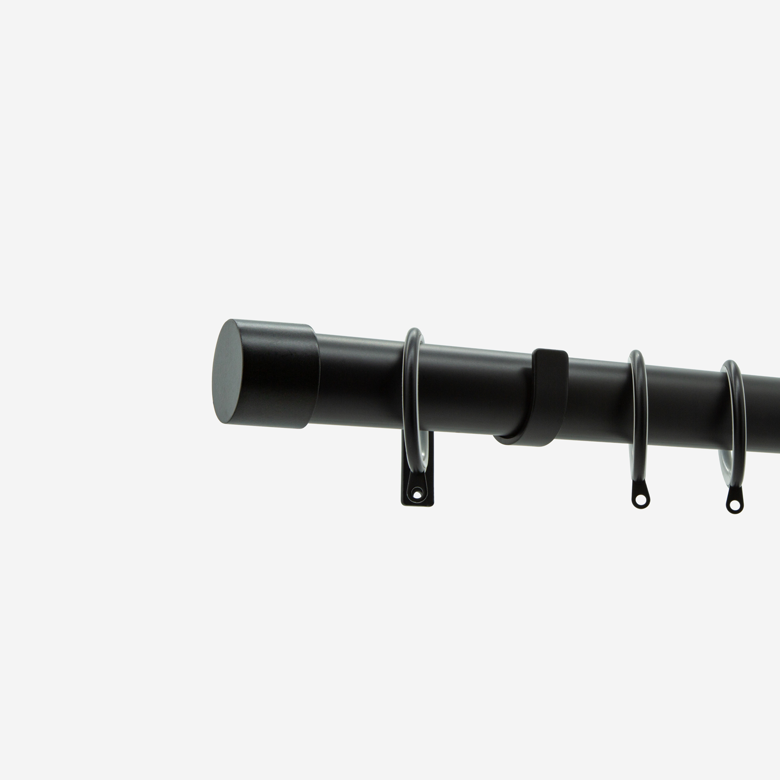 28mm Allure Classic Matt Black End Cap Bay Window Curtain Pole | Blinds ...