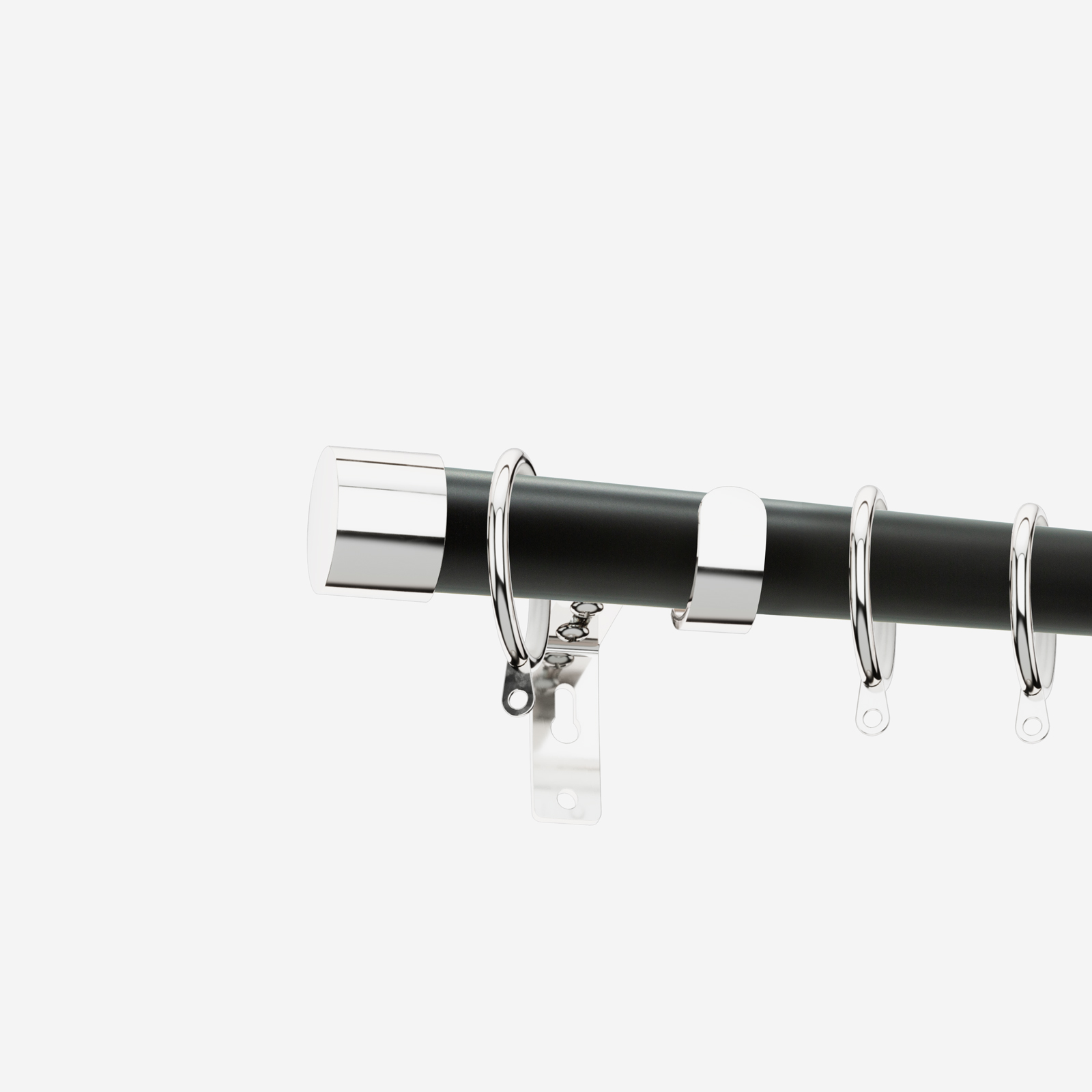 35mm Allure Classic Matt Black With Chrome End Cap Finial Curtain Pole ...