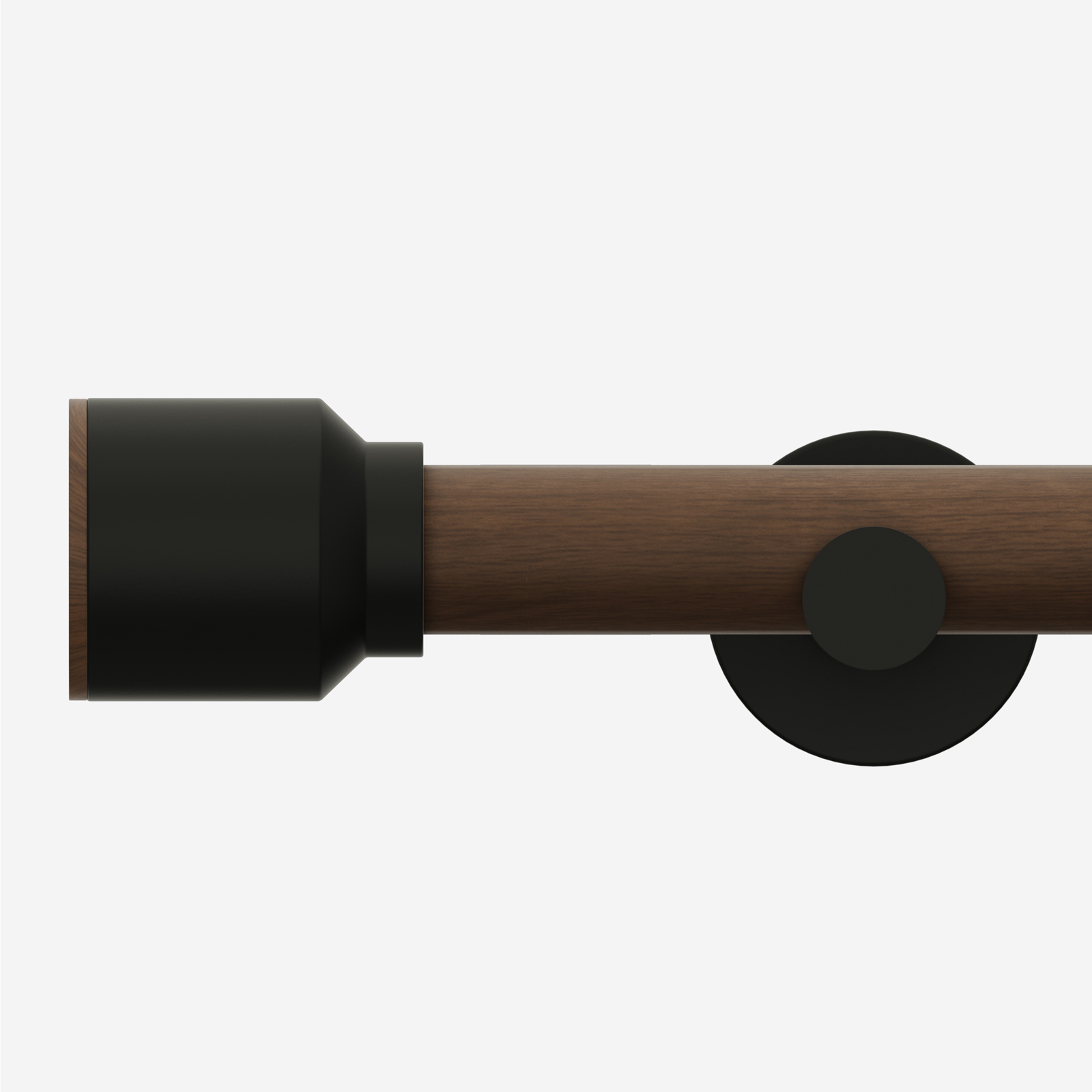 28mm Signature Matt Black & Walnut Drum Eyelet Curtain Pole | Blinds Direct