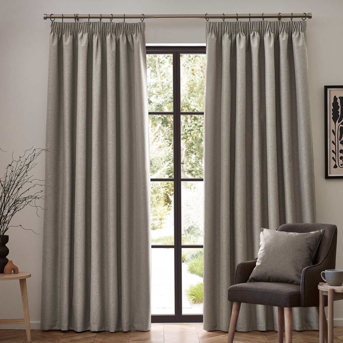 Furn Dawn Linen Pencil Pleat Ready Made Curtain | Blinds Direct