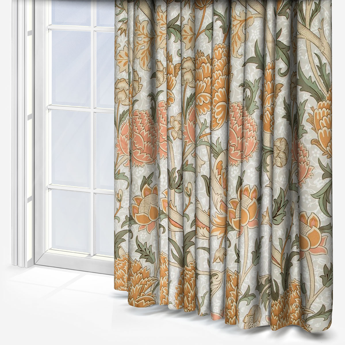 Morris & Co Cray Floral Velvet Clay and Stone Pencil Pleat Ready Made ...