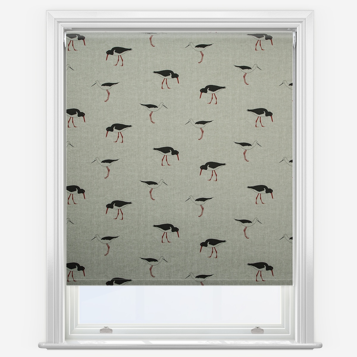Emily Bond Oyster Catcher Charcoal Roller Blind | Blinds Direct