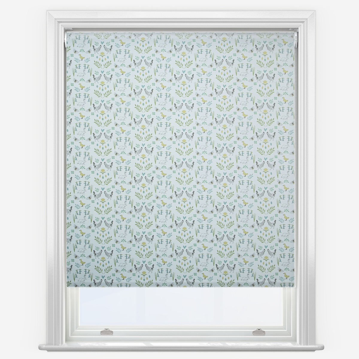 Sophie Allport Spring Chicken White Roller Blind | Blinds Direct