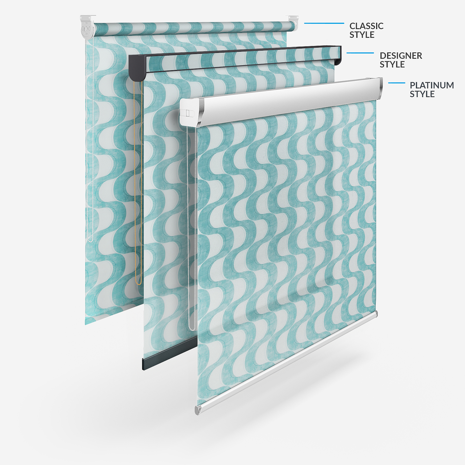 Wave Teal Roller Blind | Blinds Direct