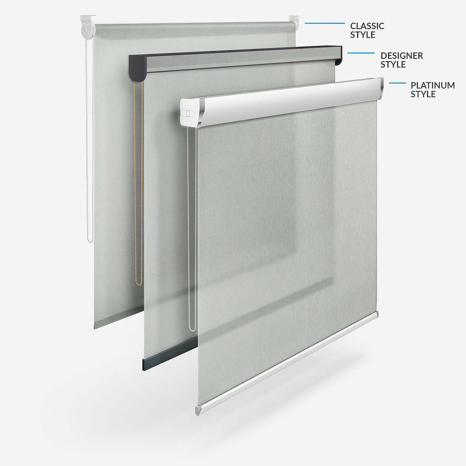 Coulisse Hampton Light Grey Roller Blind | Blinds Direct