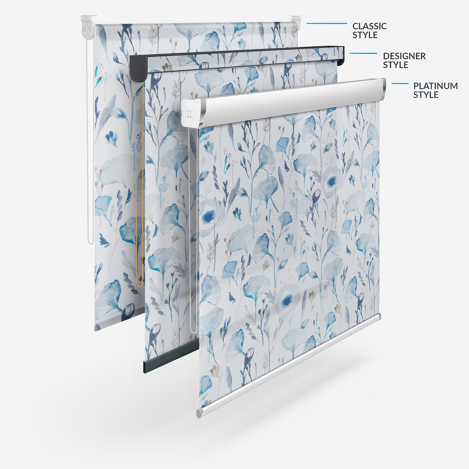 Ginkgo Inky Blue Roller Blind | Blinds Direct
