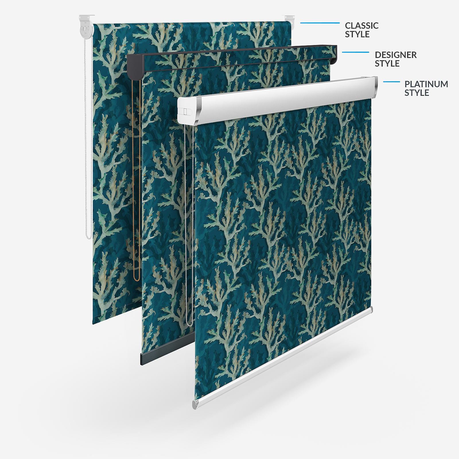 Sonova Studio Kelp Ocean Blue Roller Blind | Blinds Direct