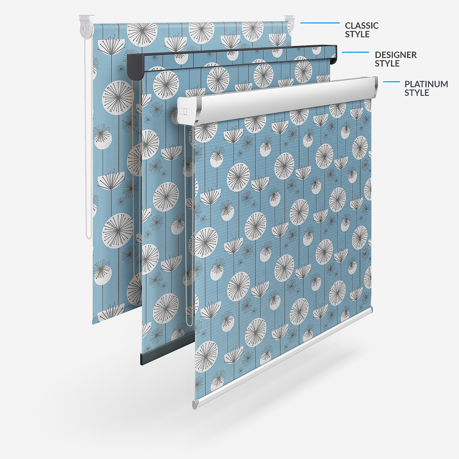 Sonova Studio Nordic Pods Sky Blue Roller Blind | Blinds Direct