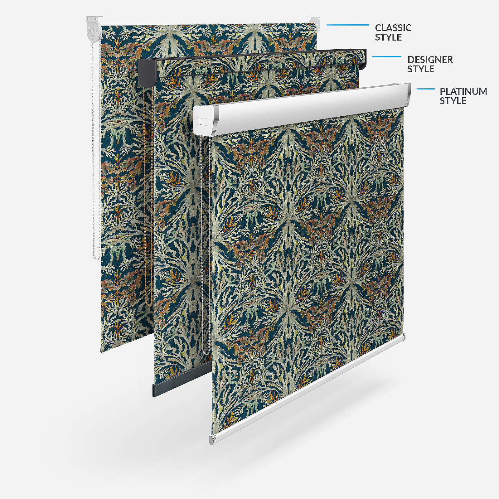 Sonova Studio Royal Reef Midnight Blue Roller Blind | Blinds Direct