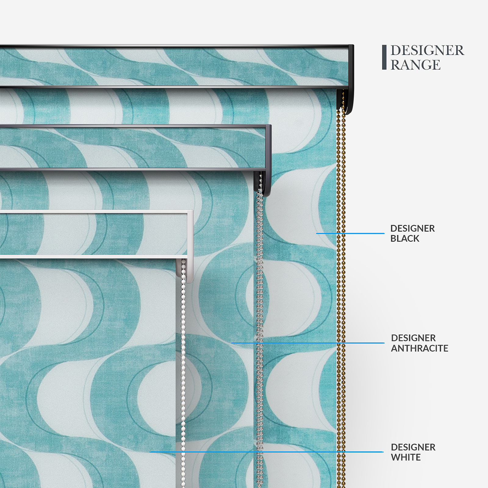 Wave Teal Roller Blind | Blinds Direct