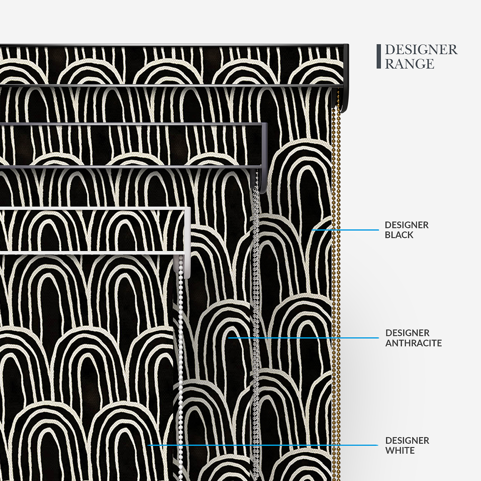 Sonova Studio All Over Rainbow Liquorice Roller Blind | Blinds Direct