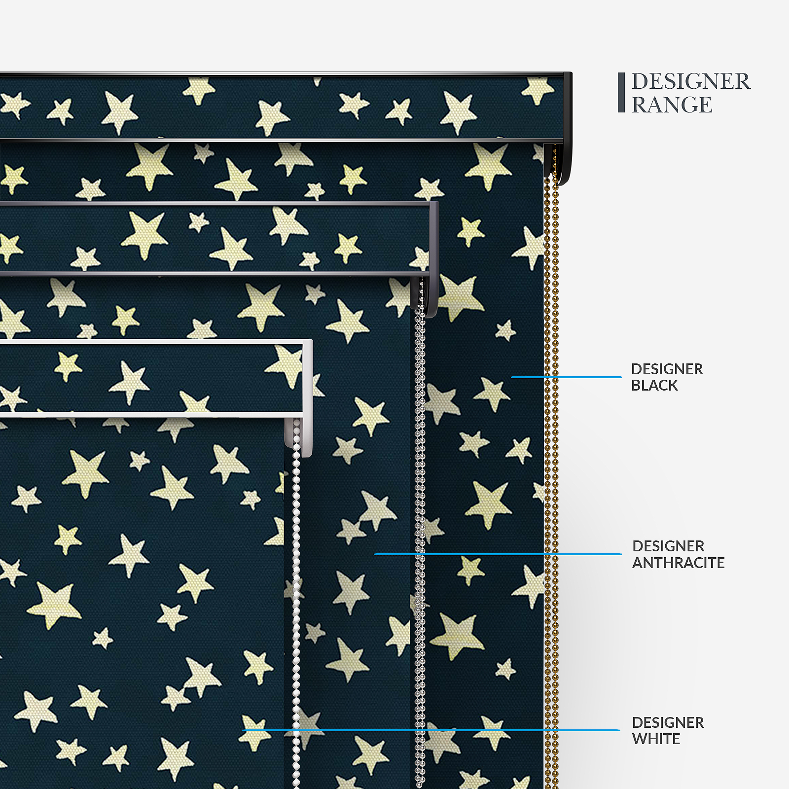 Sonova Studio Stars Midnight Blue Roller Blind | Blinds Direct