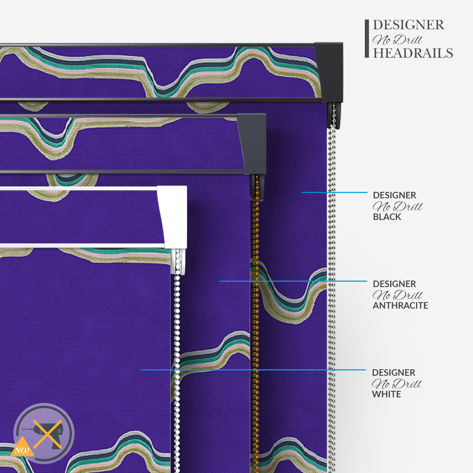 Sonova Studio Retro Wave Electric Blue Roller Blind | Blinds Direct