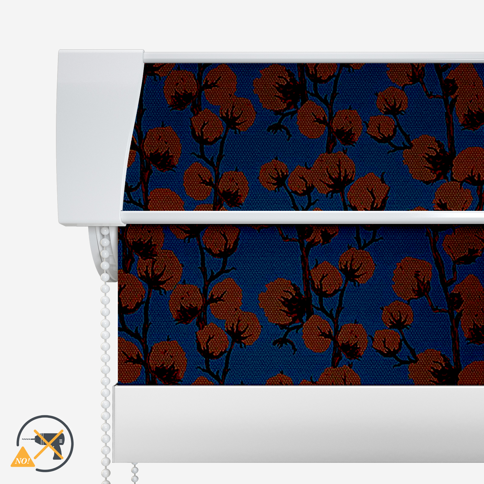 Sonova Studio Cotton Vine Blue Rust Roller Blind | Blinds Direct
