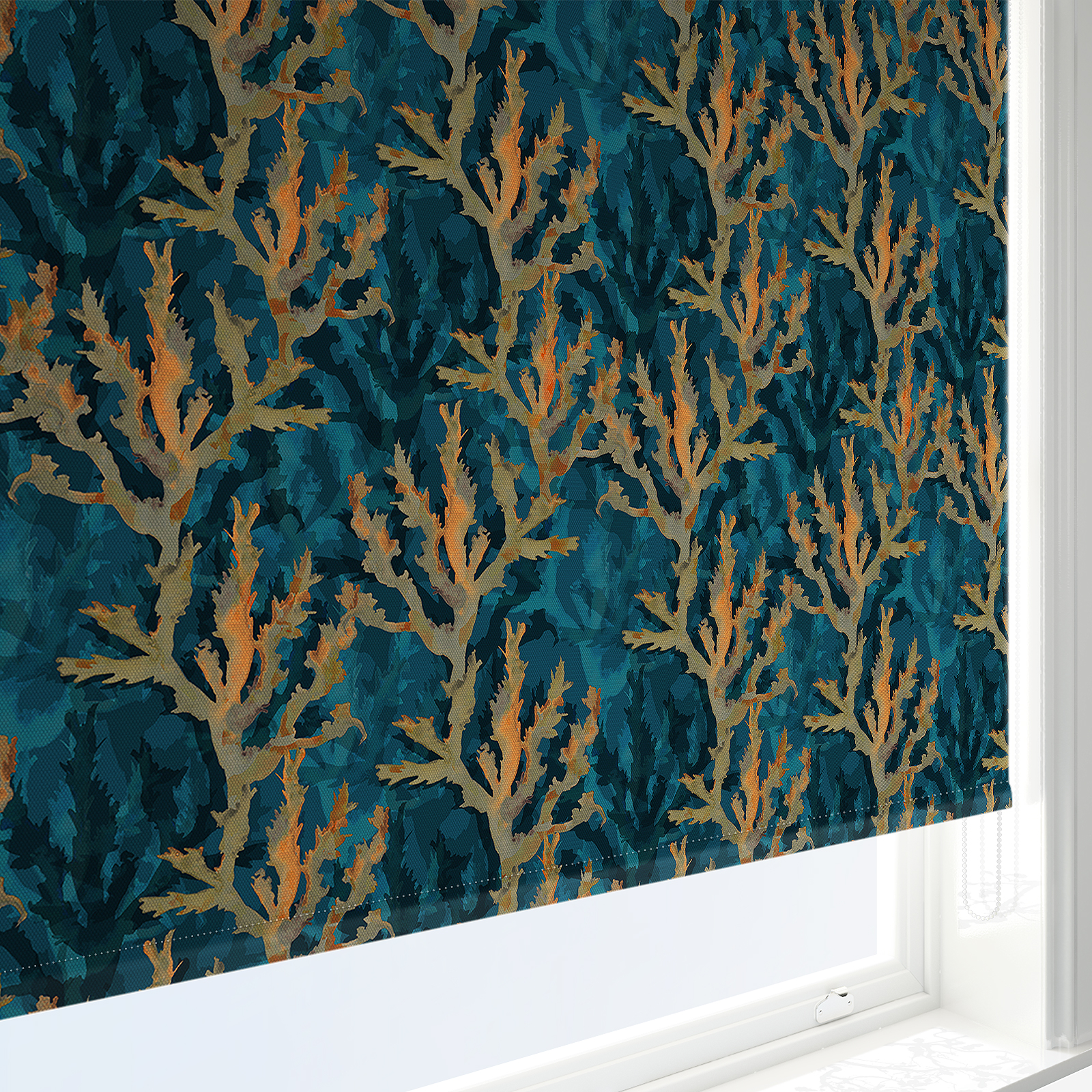 Sonova Studio Kelp Blue Rust Roller Blind | Blinds Direct