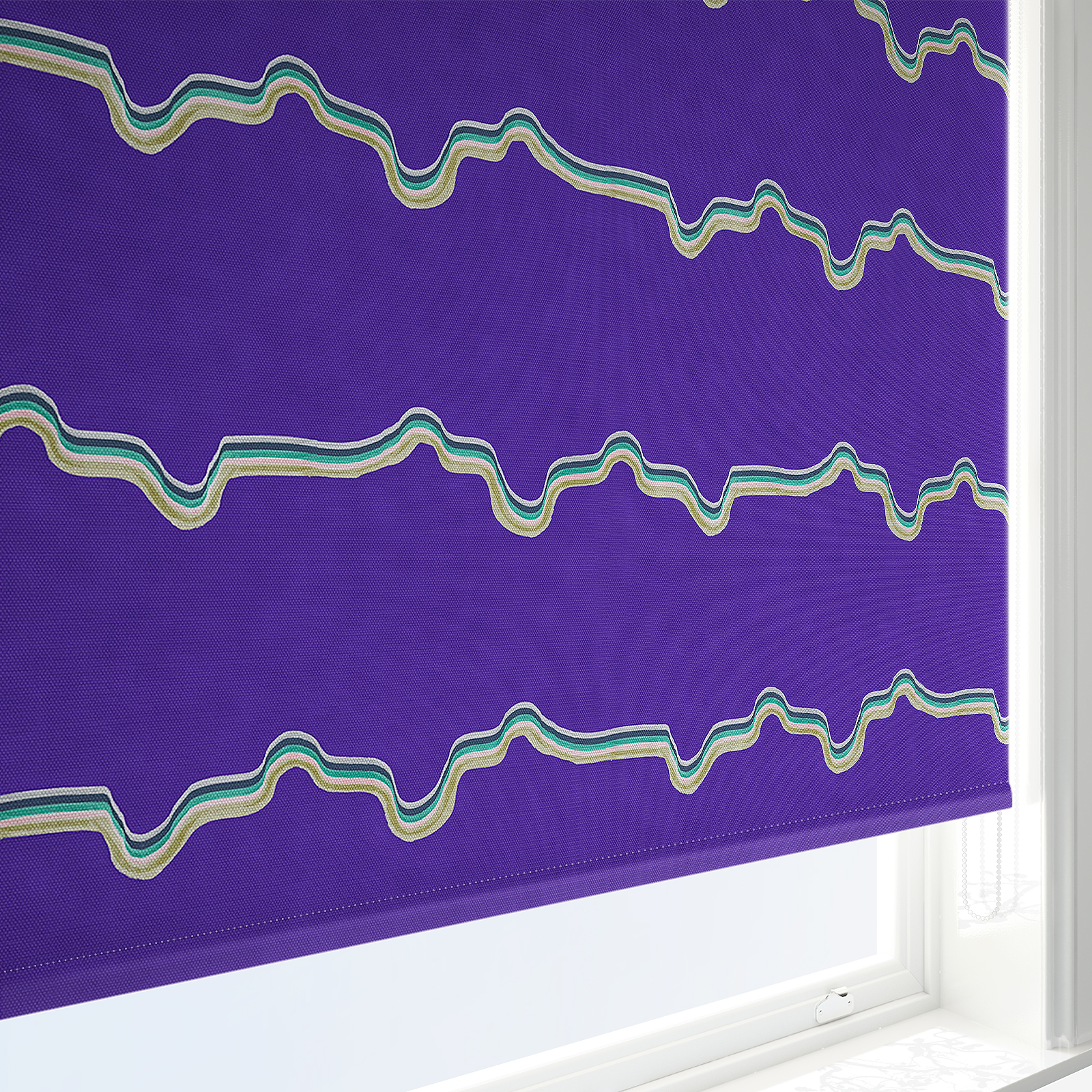 Sonova Studio Retro Wave Electric Blue Roller Blind | Blinds Direct