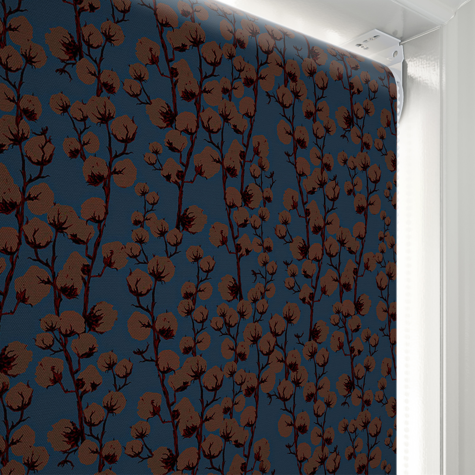 Sonova Studio Cotton Vine Blue Rust Roller Blind | Blinds Direct
