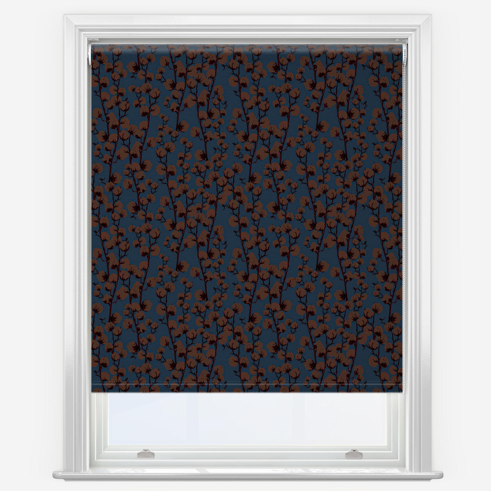 Sonova Studio Cotton Vine Blue Rust Roller Blind | Blinds Direct