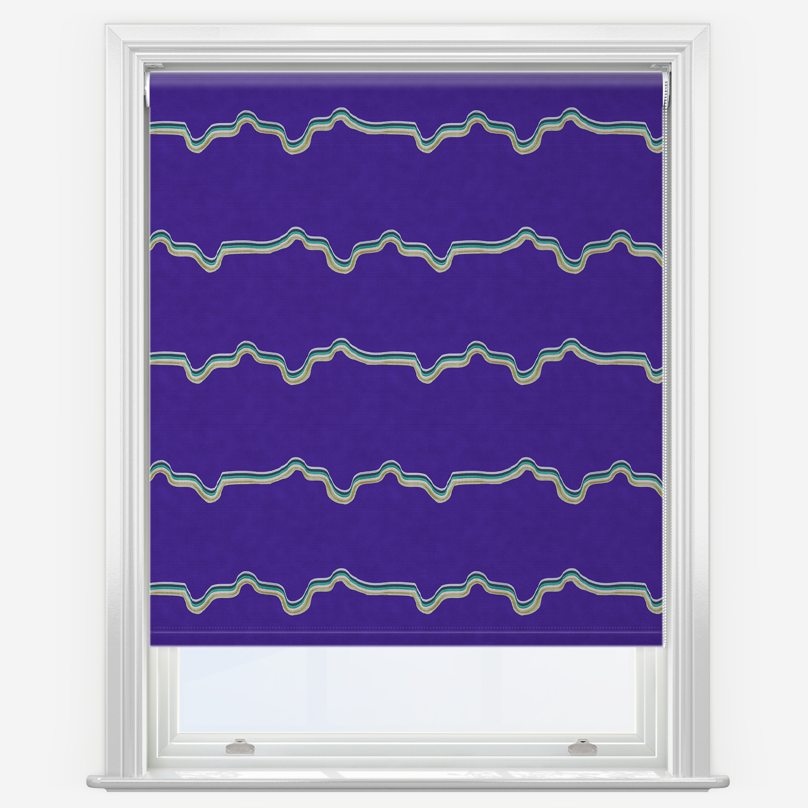 Sonova Studio Retro Wave Electric Blue Roller Blind | Blinds Direct