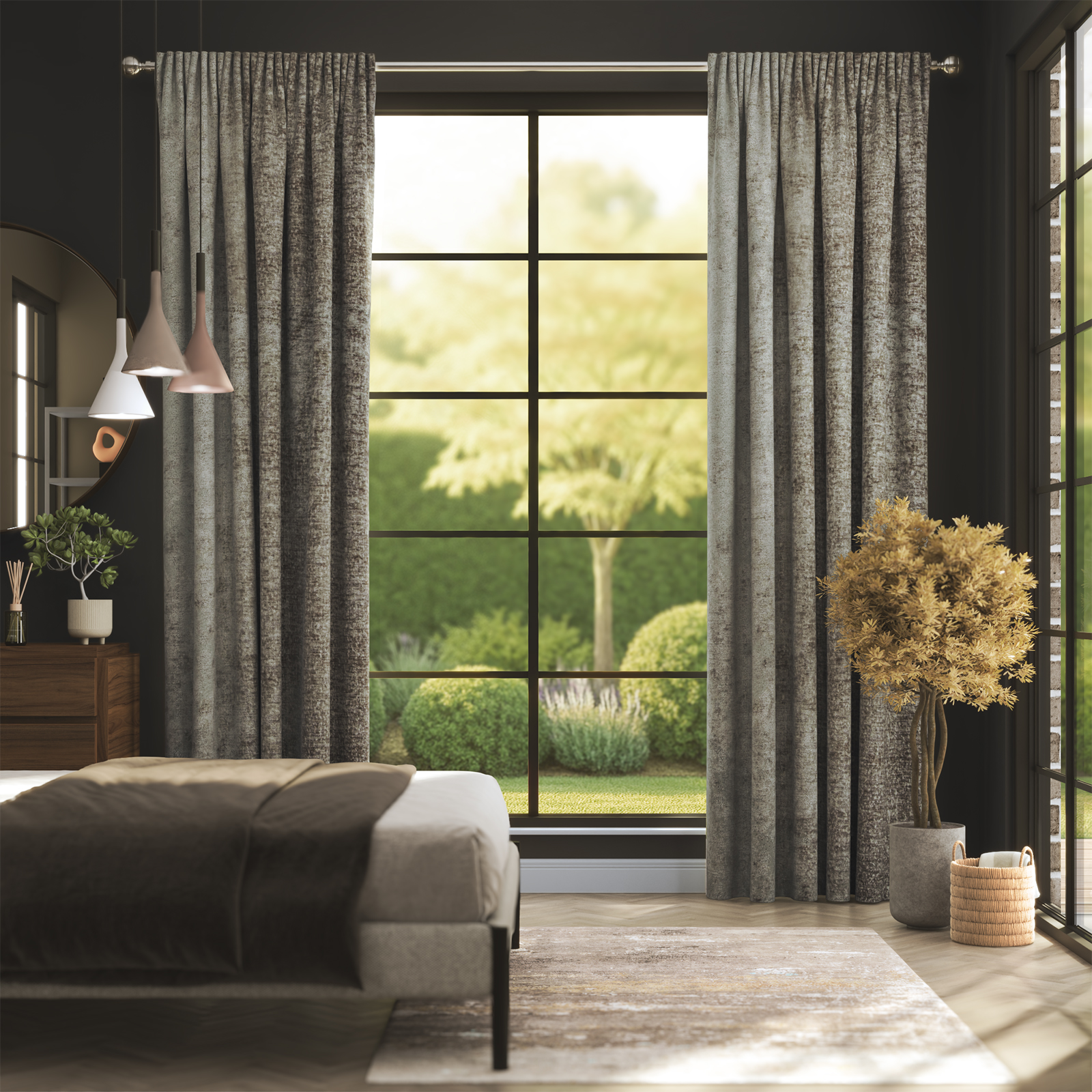 Boucle Royale Taupe Curtain | Blinds Direct