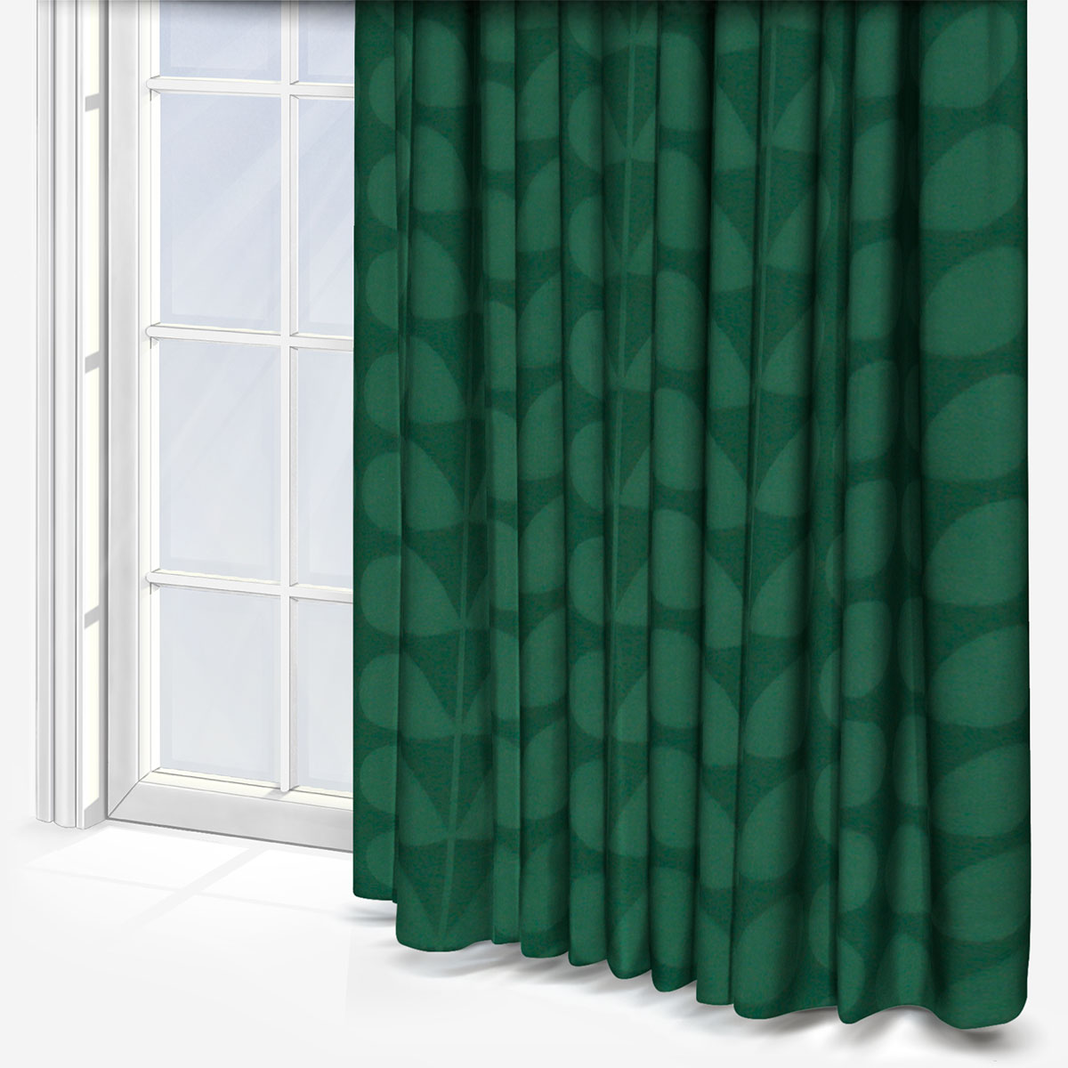 Orla Kiely Jacquard Stem Jade Curtain | Blinds Direct